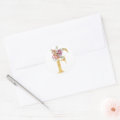 Gold letter F with flowers Classic Round Sticker | Zazzle