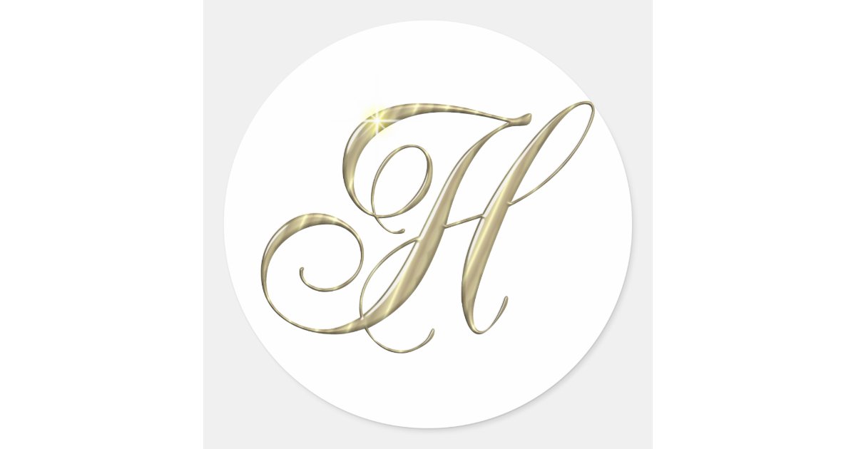 Gold Letter H Monogram Initial Gift Classic Round Sticker | Zazzle
