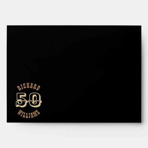 Gold Lettering Fifty 50th Birthday Party Invite Envelope | Zazzle