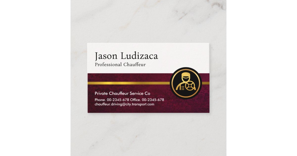 Gold Line Red Grunge Driving Business Card | Zazzle