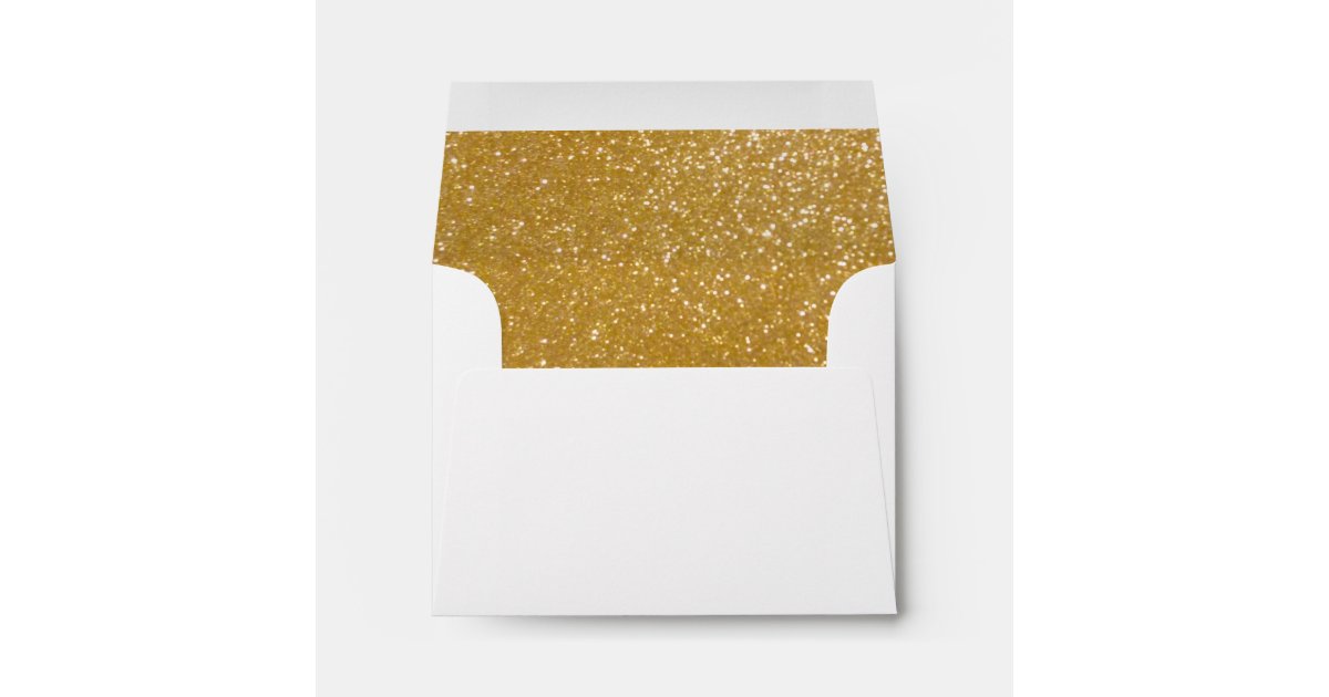 Gold liner envelopes | Golden glittery sparkles | Zazzle