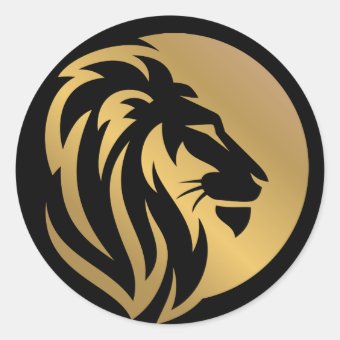 Gold Lion Logo Simple Classic Round Sticke Classic Round Sticker | Zazzle