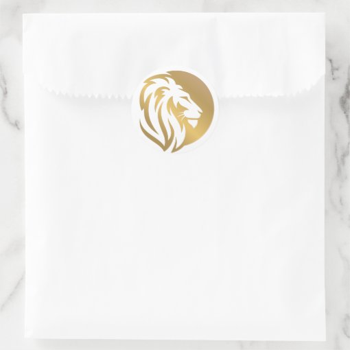 Gold Lion Logo Simple Classic Round Sticker | Zazzle