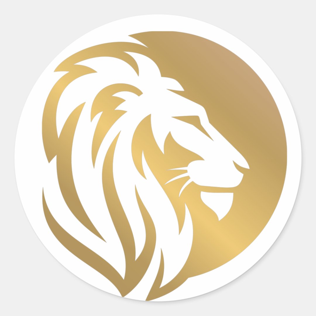 Gold Lion Logo Simple Classic Round Sticker | Zazzle