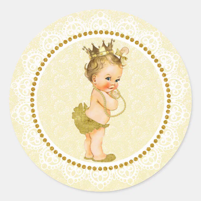 Gold Little Princess Baby Shower Sticker | Zazzle