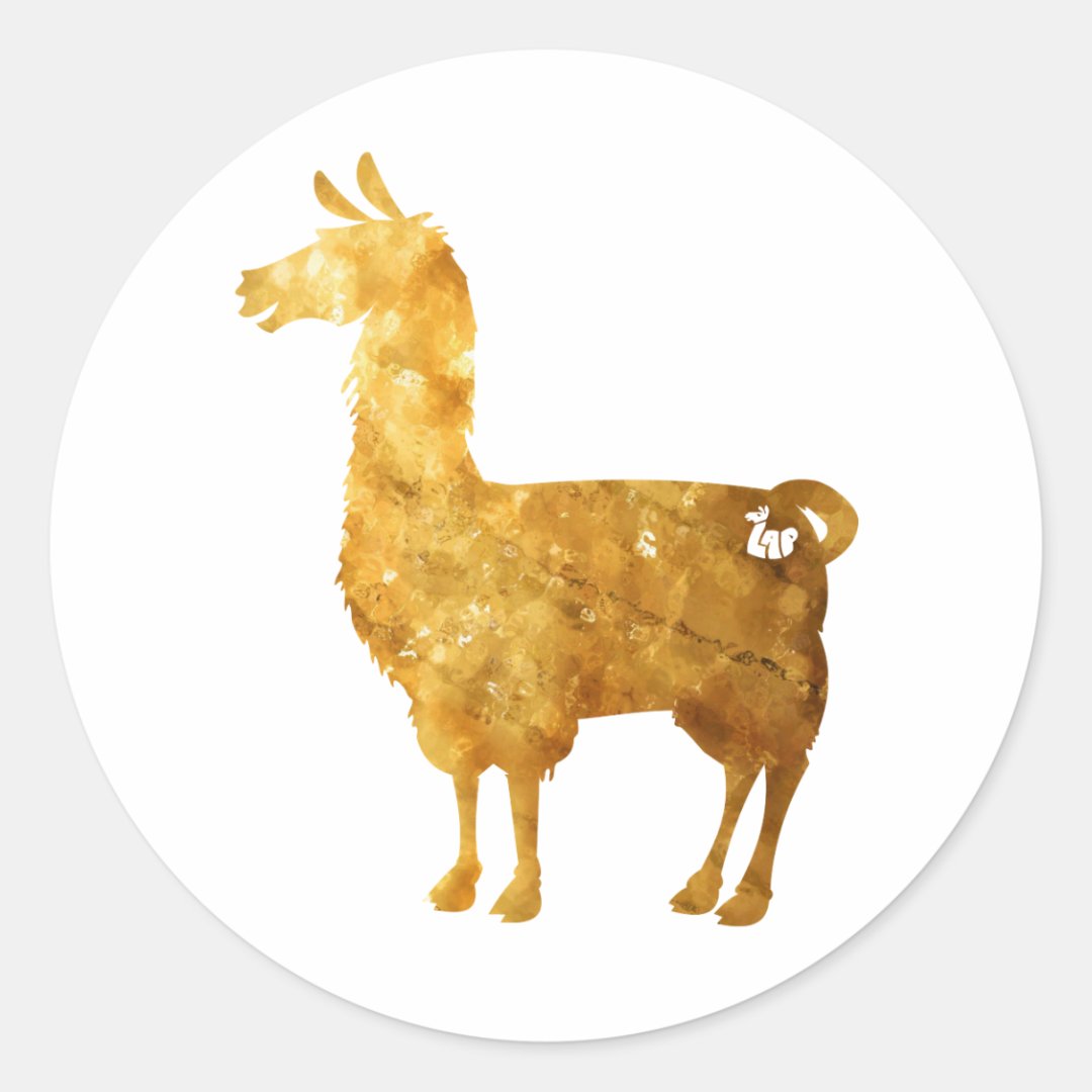 Gold Llama Stickers | Zazzle