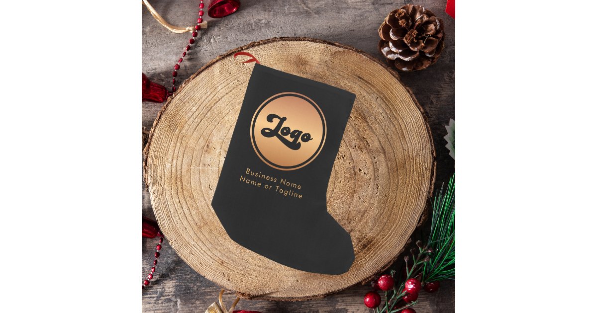 Gold Logo Custom Business Branded Small Christmas Stocking | Zazzle