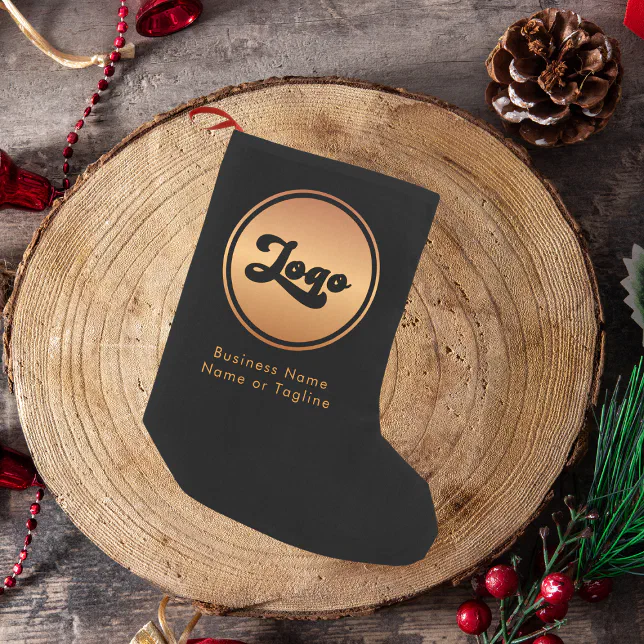 Gold Logo Custom Business Branded Small Christmas Stocking | Zazzle