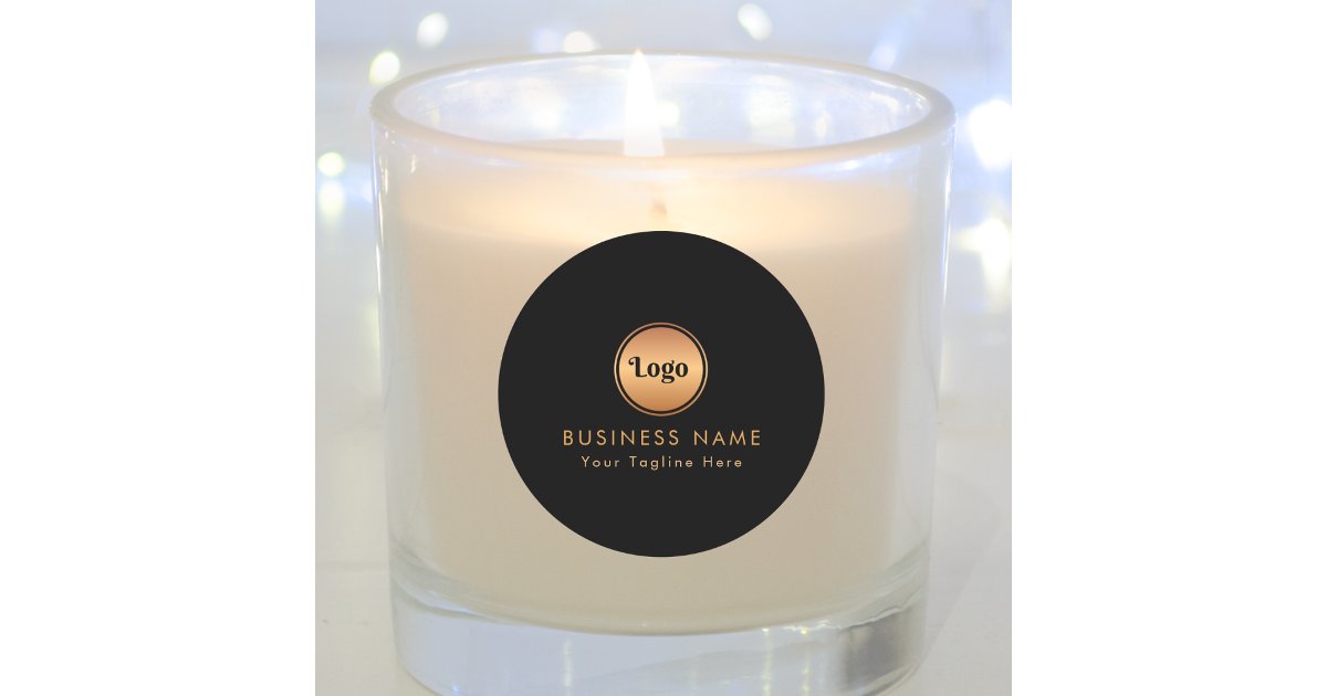 Gold Logo & Custom Text Business Company Branded Classic Round Sticker ...