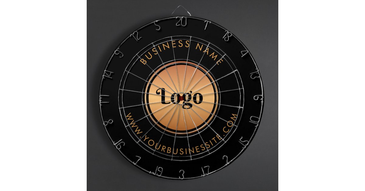 Gold Logo & Custom Text Business Company Branded Dart Board | Zazzle