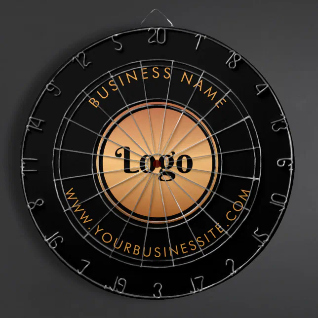 Gold Logo & Custom Text Business Company Branded Dart Board | Zazzle