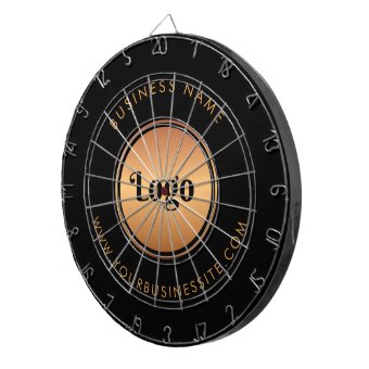 Gold Logo & Custom Text Business Company Branded Dart Board | Zazzle