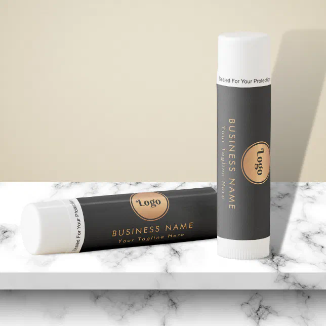 Gold Logo & Custom Text Business Company Branded Lip Balm | Zazzle