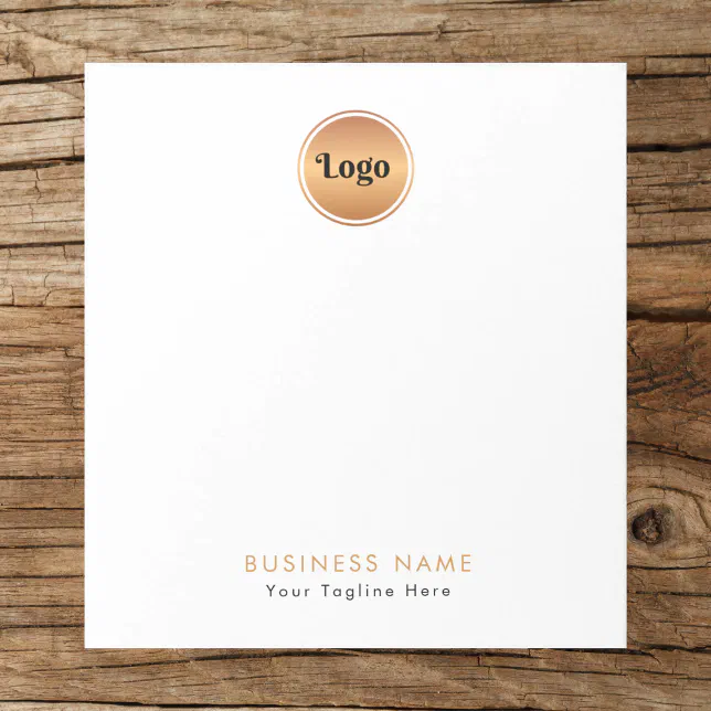 Gold Logo & Custom Text Business Company Branded Notepad | Zazzle