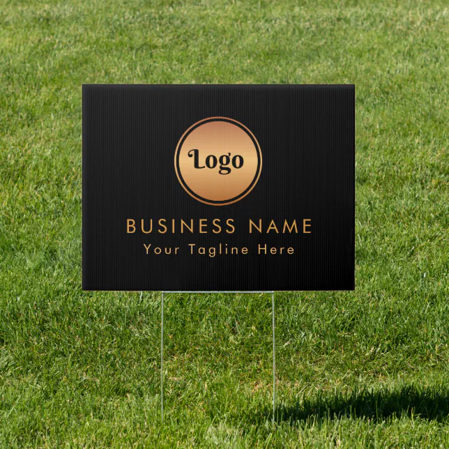 Gold Logo & Custom Text Small Business Company Sign | Zazzle