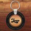 Gold Logo & Custom Text Website Business Company Keychain | Zazzle