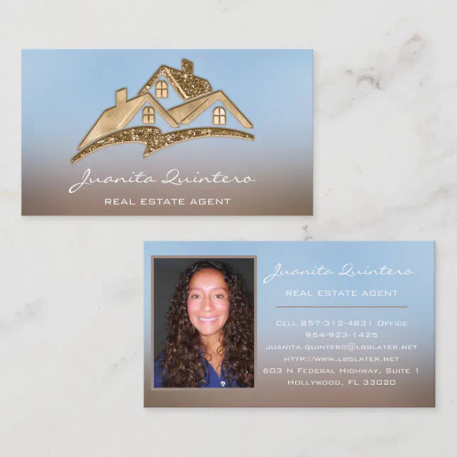 Gold Logo House Real Estate Agent Professional Business Card | Zazzle