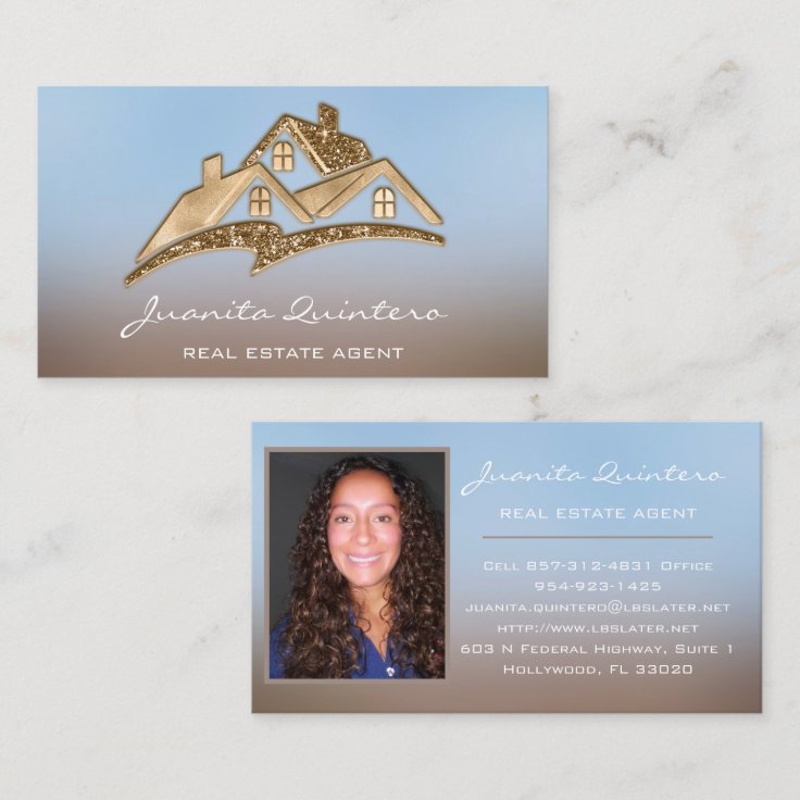 Gold Logo House Real Estate Agent Professional Business Card | Zazzle