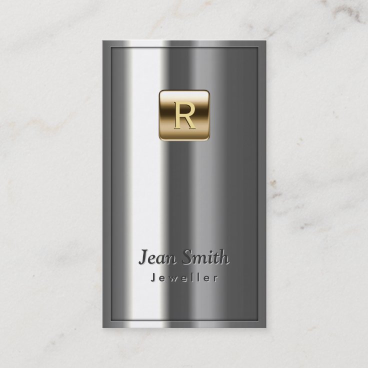 Gold Logo Metallic Jewelry Business Card | Zazzle