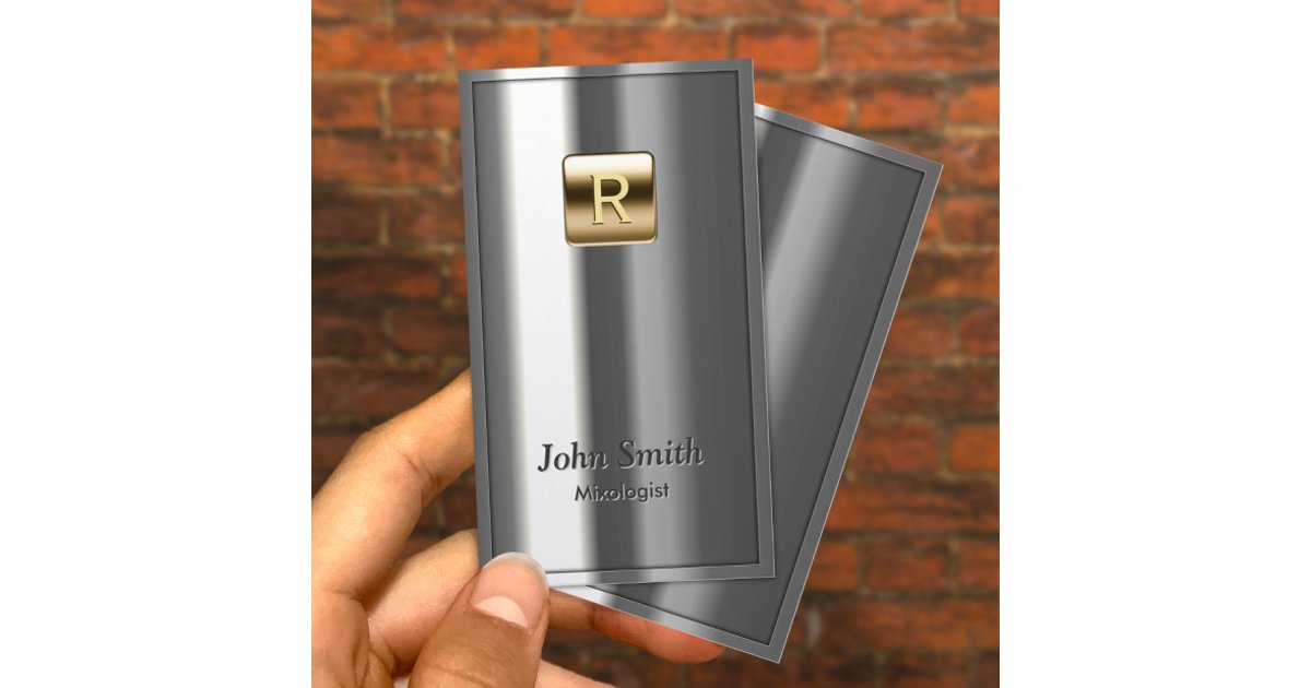 Gold Logo Metallic Mixologist Business Card | Zazzle