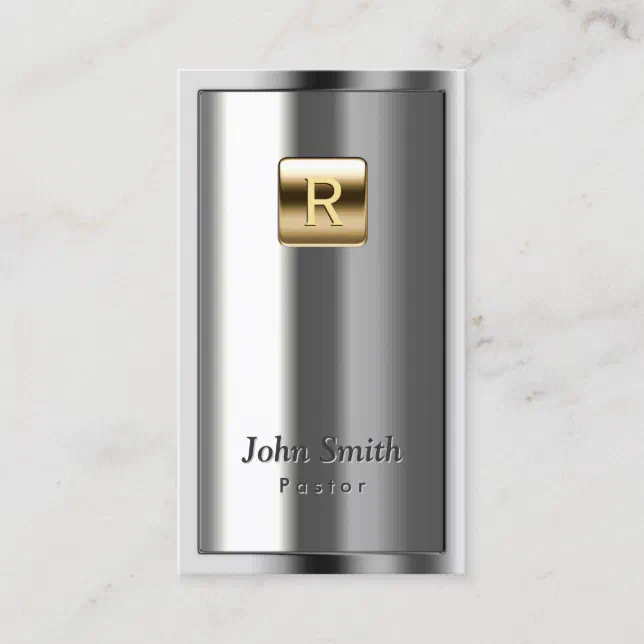 Gold Logo Metallic Pastor Business Card | Zazzle