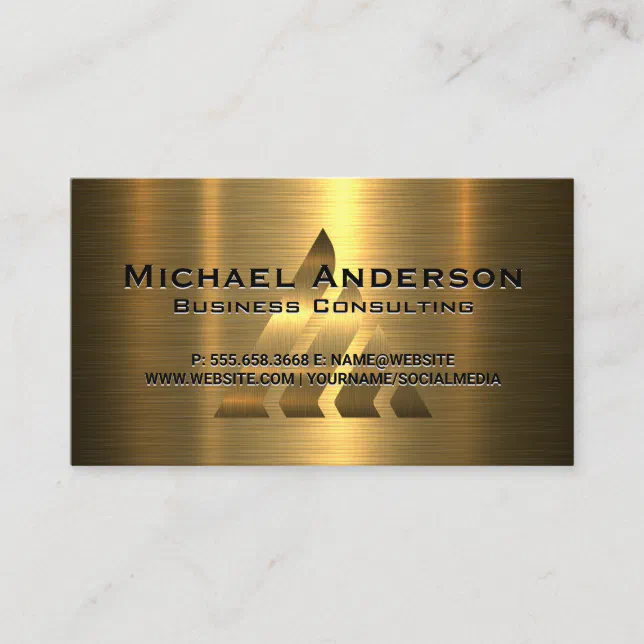 Gold Logo on Gold Metallic Business Card | Zazzle