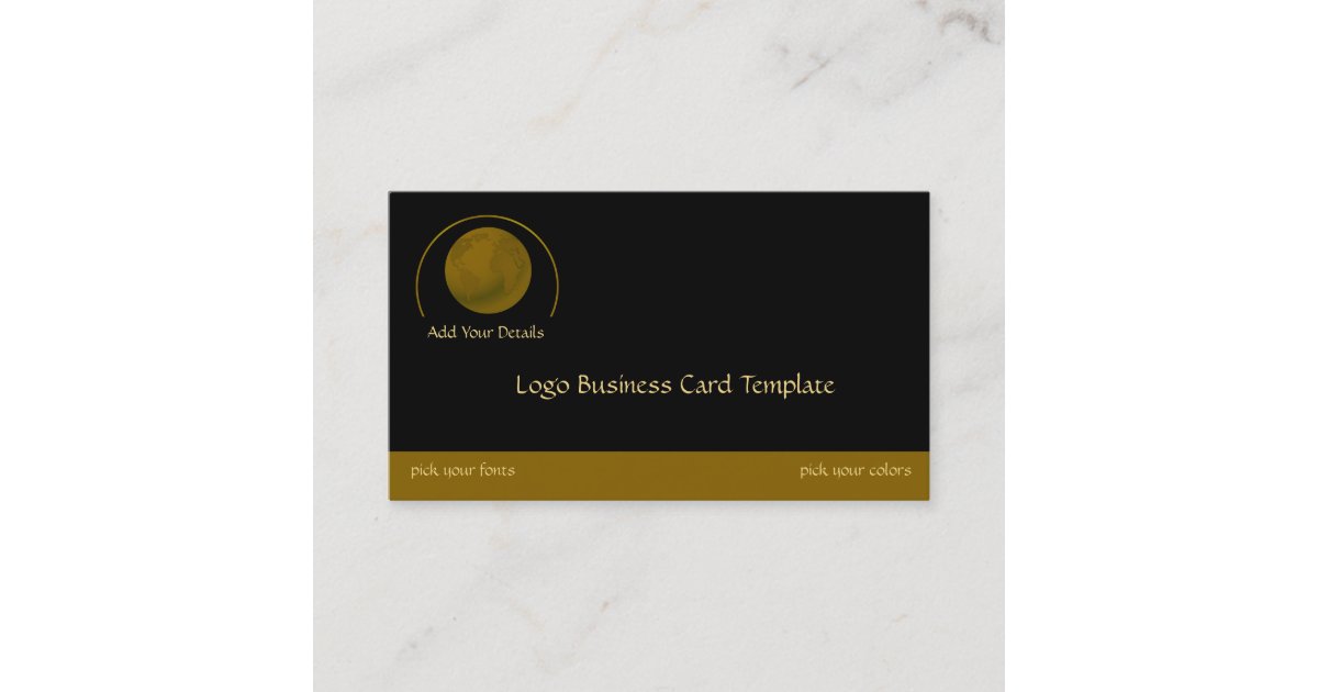 Gold Logo Planet Earth Business Card | Zazzle
