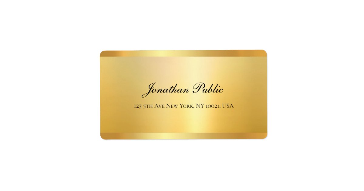 Gold Look Elegant Handwritten Script Name Template Label | Zazzle