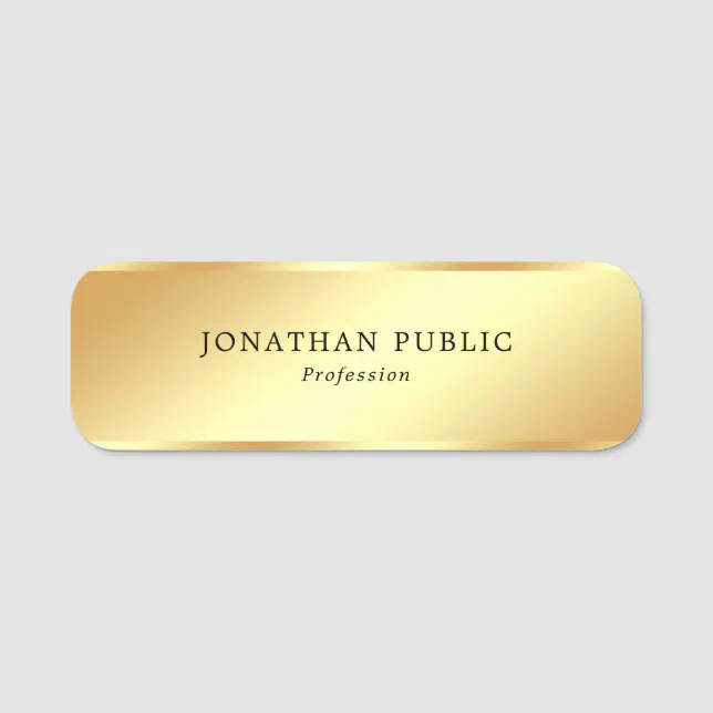 Gold Look Elegant Simple Modern Template Rectangle Name Tag | Zazzle