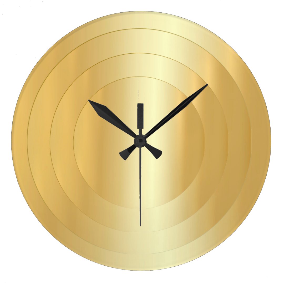 Gold Look Glamorous Elegant Trendy Template Large Large Clock | Zazzle