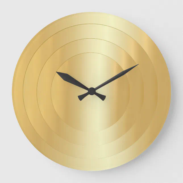 Gold Look Glamorous Elegant Trendy Template Large Large Clock | Zazzle