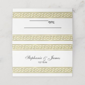 Gold Look Greek Key Meander Border #1 Place Card | Zazzle