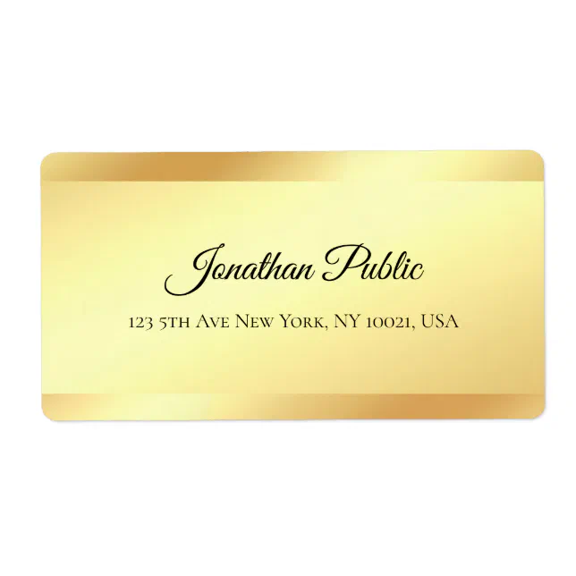 Gold Look Handwritten Script Elegant Luxurious Label | Zazzle