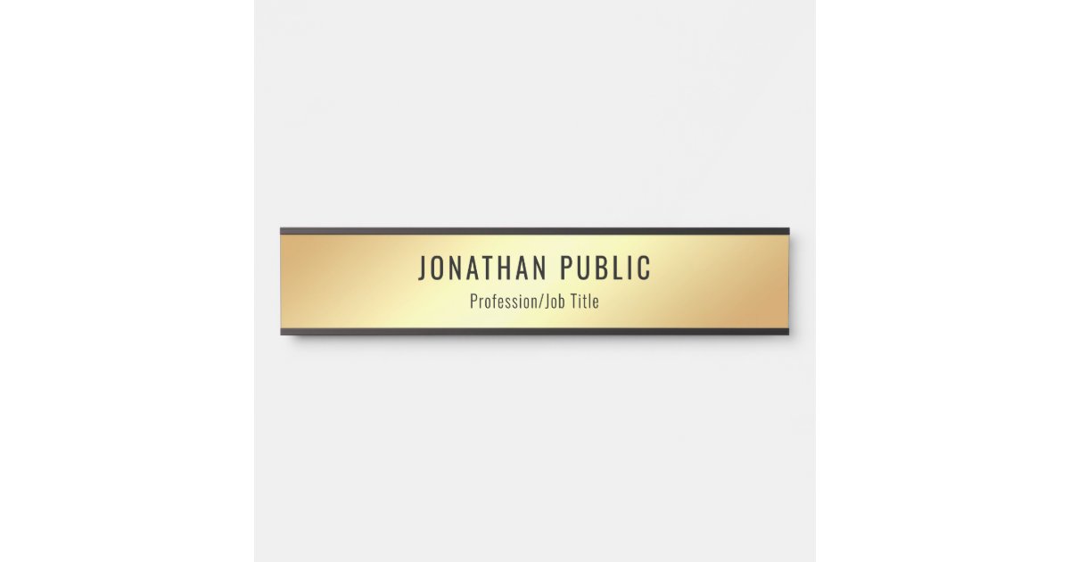 Gold Look Modern Glamorous Template Personalized Door Sign | Zazzle