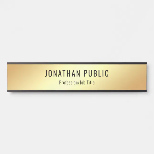 Gold Look Modern Glamorous Template Personalized Door Sign | Zazzle