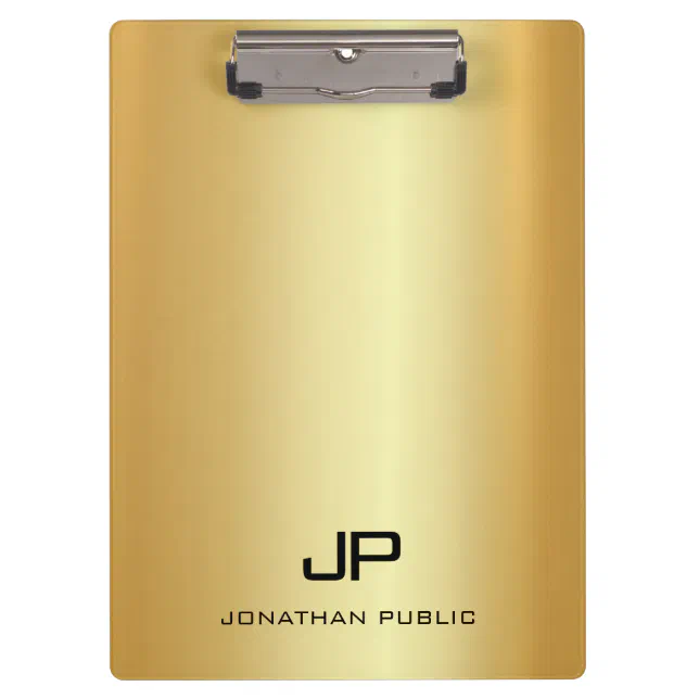 Gold Look Modern Monogrammed Template Elegant Clipboard | Zazzle