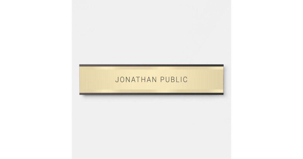 Gold Look Personalized Glamour Modern Template Door Sign | Zazzle