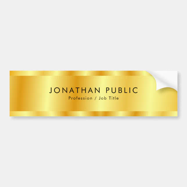 Gold Look Template Modern Glamorous Elegant Bumper Sticker | Zazzle