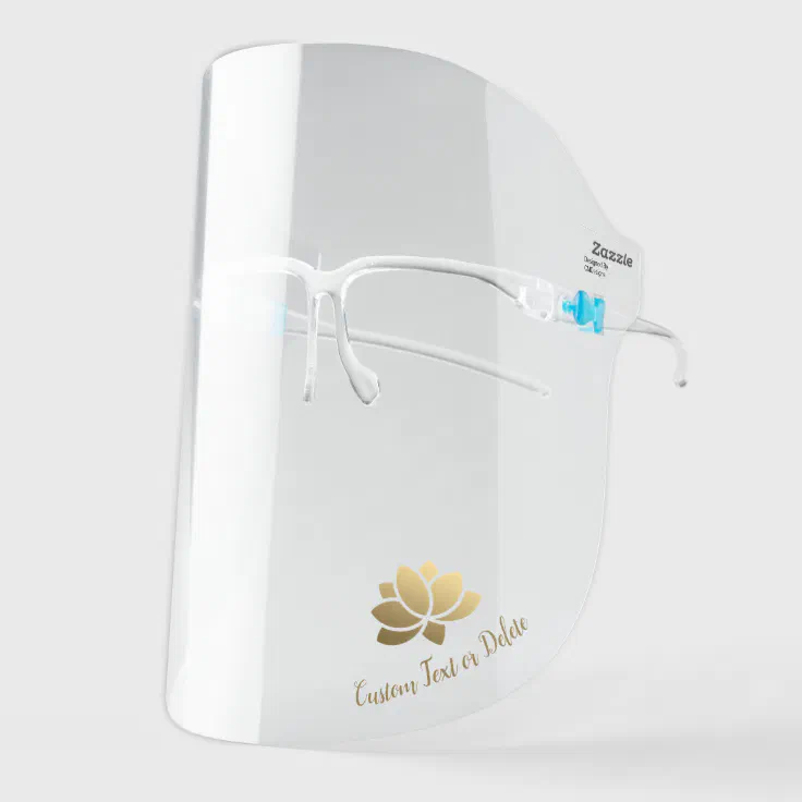 Gold Lotus Blossom Flower Logo, Spa, Hair Salon Face Shield | Zazzle