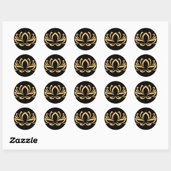 Gold Lotus Classic Round Sticker | Zazzle