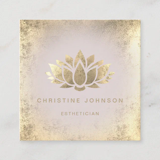 gold lotus design square business card | Zazzle