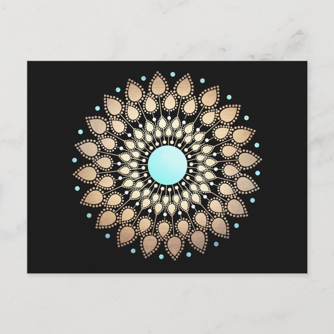 Gold Lotus Floral Mandala Postcard | Zazzle