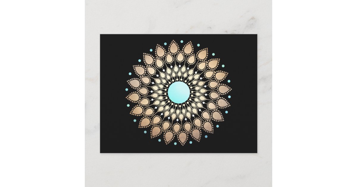 Gold Lotus Floral Mandala Postcard | Zazzle