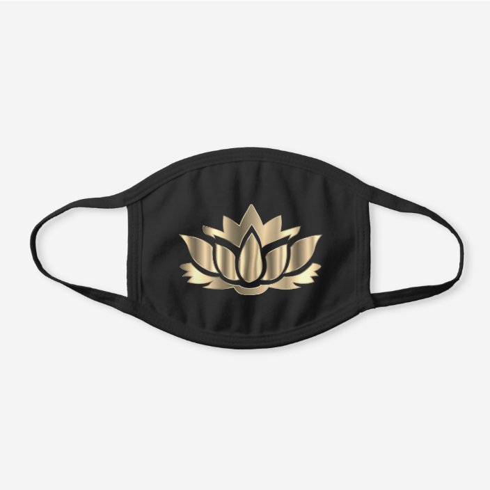 Gold Lotus flower Black Cotton Face Mask | Zazzle.com