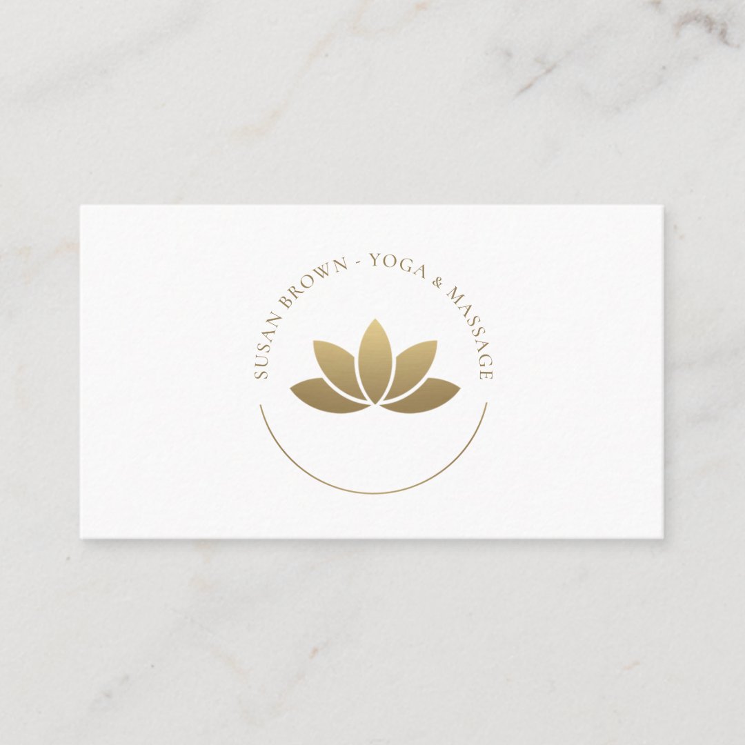 Gold Lotus Flower Logo Business Card | Zazzle
