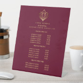 Gold Lotus Ruby Spa & Salon Pricing & Services Pedestal Sign | Zazzle