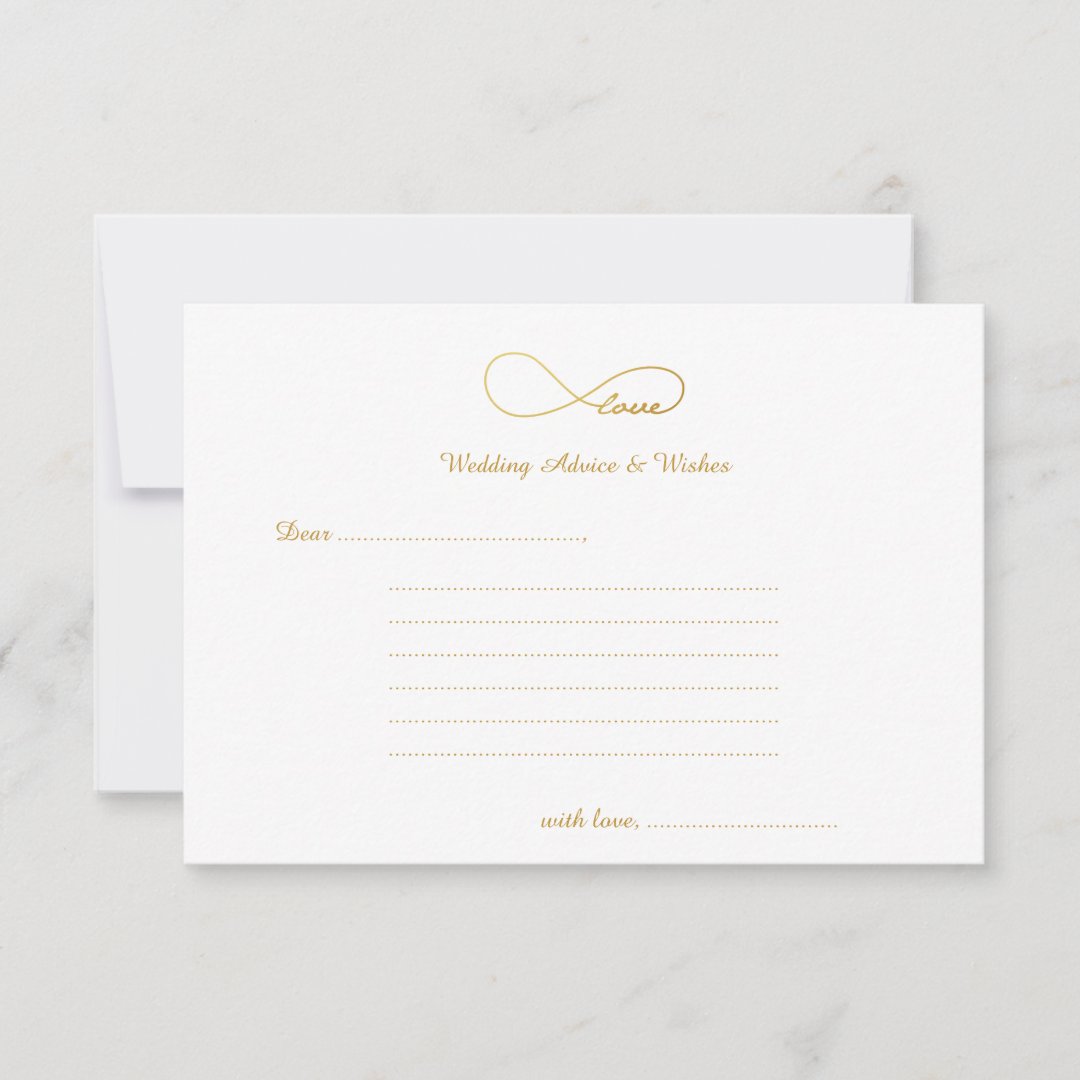 Gold Love Infinity Wedding Wishes & Advice Cards | Zazzle