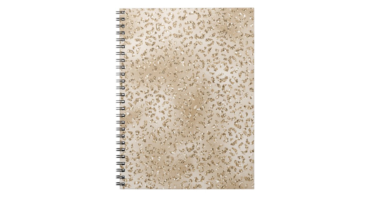 Gold Luxe Glitter Leopard Print Notebook | Zazzle