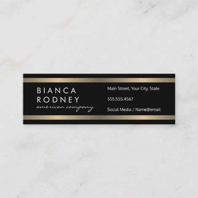 Gold Luxe Trim Mini Business Card | Zazzle