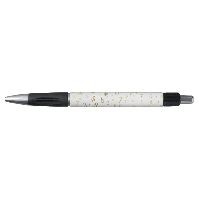 Gold Luxury Numbers & Currency Symbols Pattern Pen | Zazzle